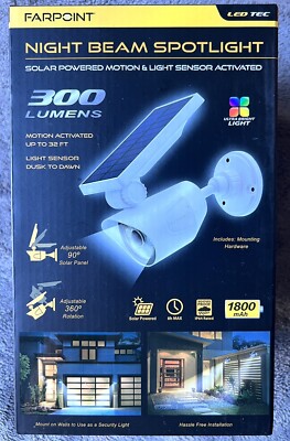 Farpoint Night Beam Spotlight Solar Powered Motion & Light Sensor ...