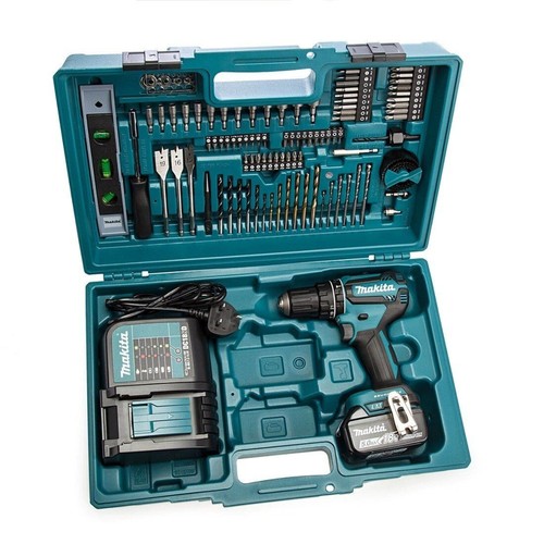 Makita 18v LXT DHP485 Combi Drill with 1 x5ah Battery and 101 Piece ...