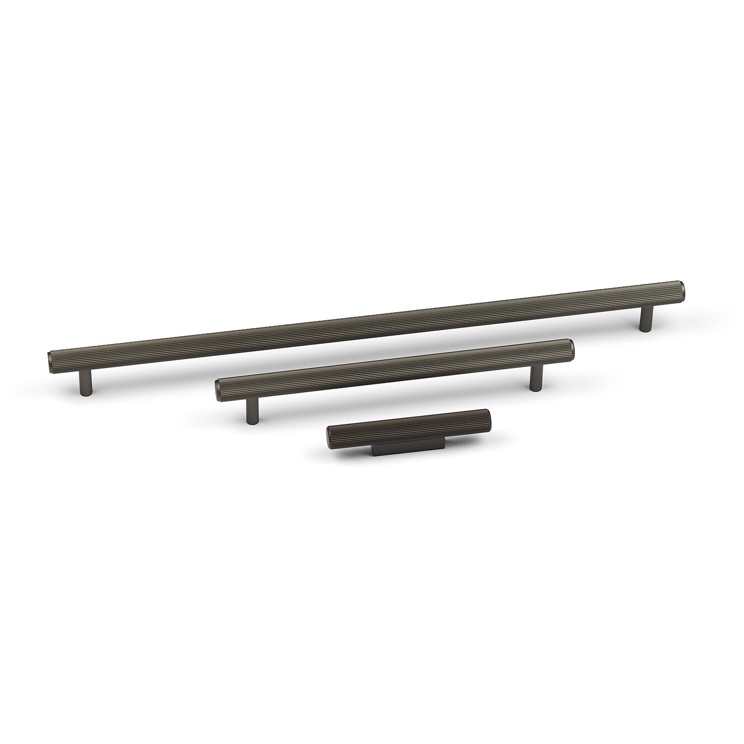 Dark Grey Kitchen Handles Reeded Knurled Grooved Cupboard Drawer Door ...