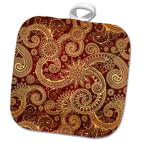 3dRose Pattern, print burgundy and gold 8x8 Potholder | eBay