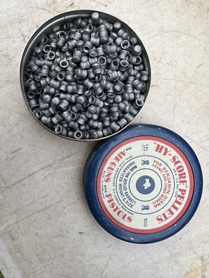 Vintage NOS Hy-Score .177 Cal. Pellets Advertising Tin W/ 500 Pellets ...