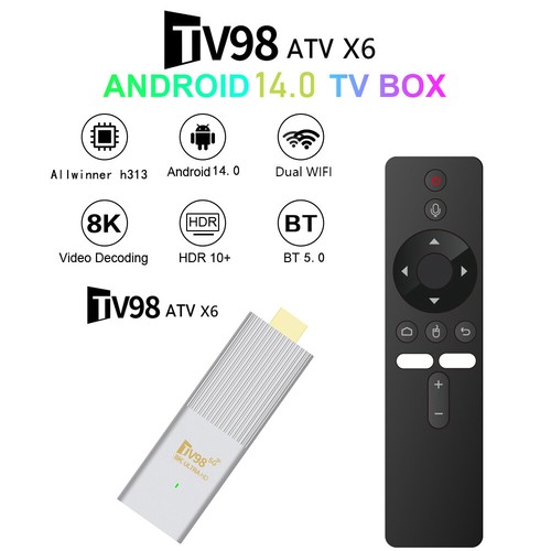 8K TV Stick Android 14 2.4G/5G WiFi 3D Voice Assistant Stream Media ...