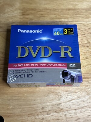 Panasonic DVD-R 3 Pack for Camcorders 60 min Double Sided New Sealed | eBay