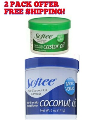 Softee Pure Coconut Oil Formula Hair & Scalp Conditioner 5 oz & Castor ...