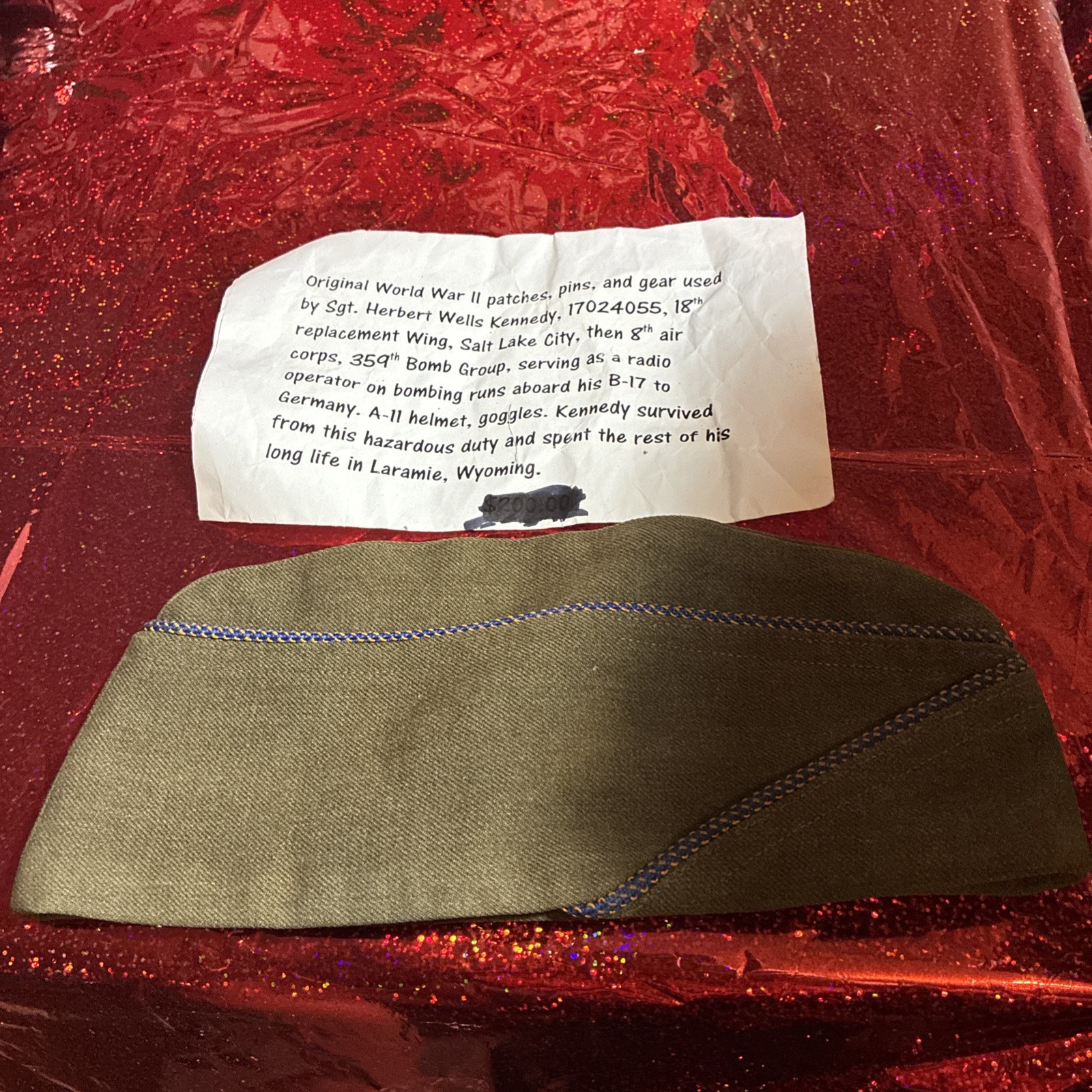 WW11 US Army Air Corps Wool Garrison Overseas Cap Blue/Orange Piping ...