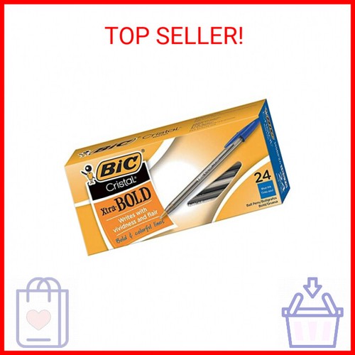 BIC Cristal Xtra Bold Ballpoint Pen, Bold Point (1.6mm) For Vivid And ...