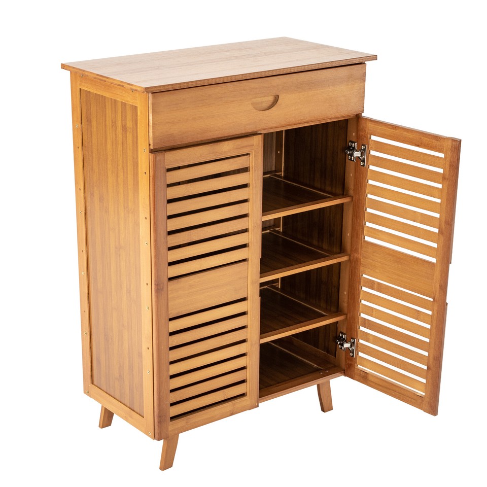 4-Tier Bamboo Shoe Rack Shoe Shelf Book Case Shoecase Bookcase Storage ...