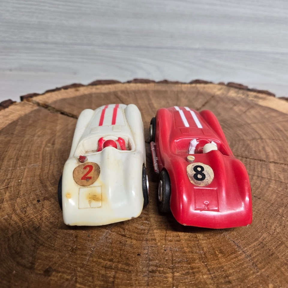 *TWO* Vintage 1960's Eldon 750-15 Ferrari Slot Car Red White 5" Plastic ...
