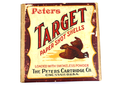 PETERS SMOKELESS TARGET 20 ga. PAPER SHOT SHELLS (EMPTY) BOX w/ USED ...