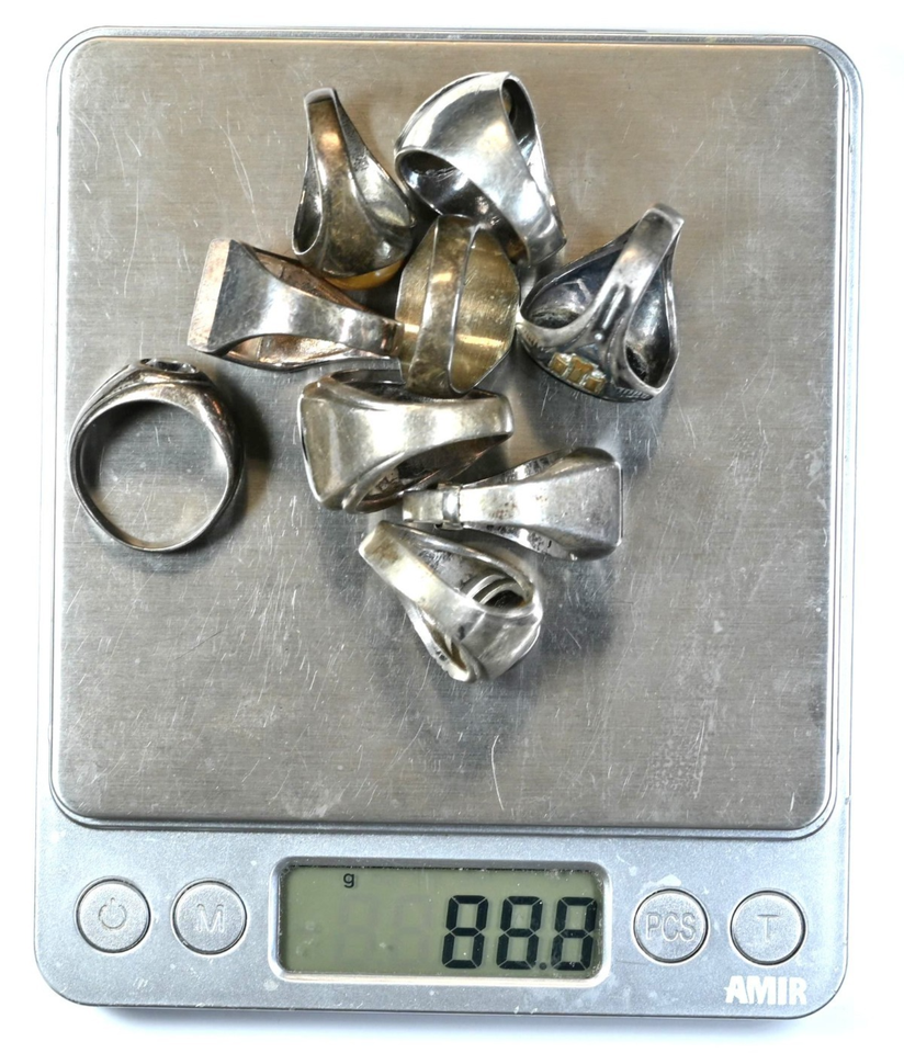 Nine Vintage Sterling Silver Mens Gemstone Rings Weigh 88 Grams | eBay