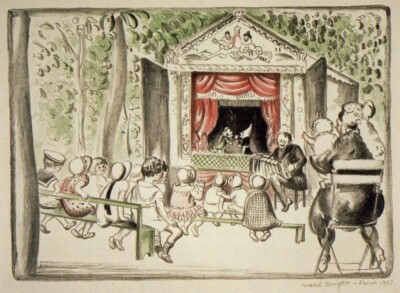 Puppet Show – Mabel Dwight 1907 WPA Era Lithograph Art Print Satire ...