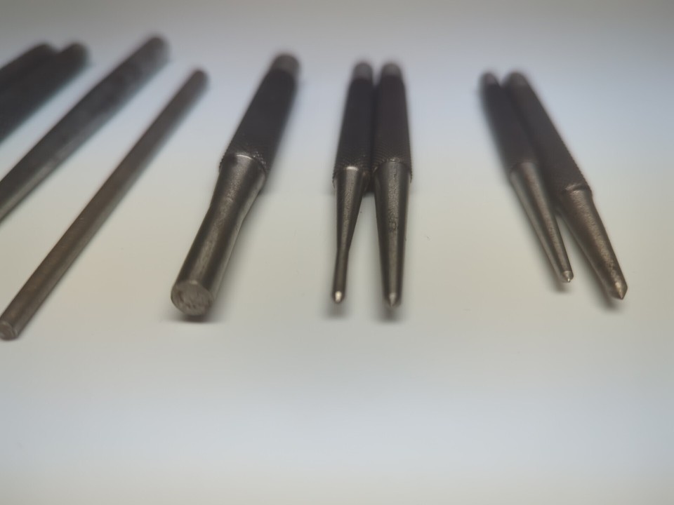 Vintage 9 PC Set Of L.S Starrett Drive Pin Punches Assortment Excellent ...