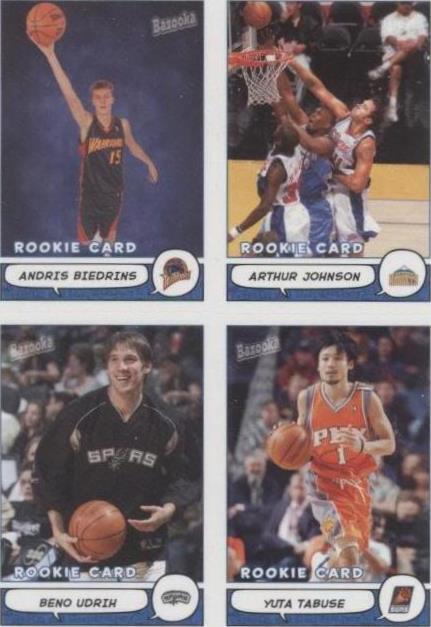 2004-05 Topps Bazooka - 4-On-1 Stickers Beno Udrih, Andris Biedrins ...