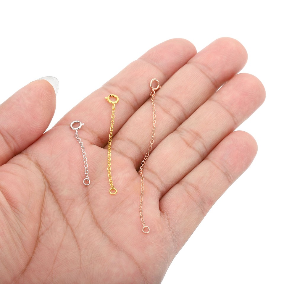 2 Inch S925 Silver Necklace Extender, 4 Pack Chain Extenders Extension ...