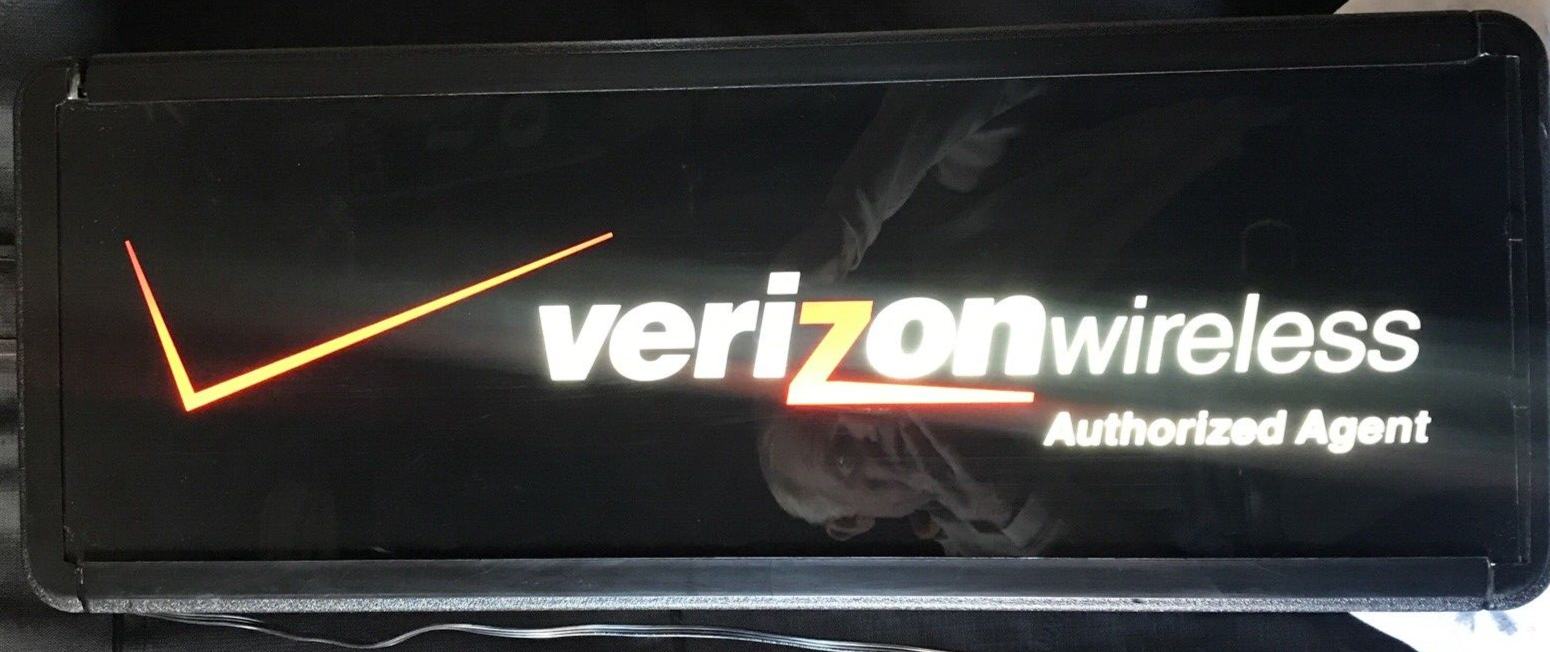 Vintage Verizon Wireless System Telephone Sign Lighted 2 Sided 38" x 14 ...