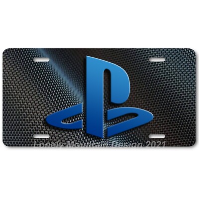 Sony Playstation Inspired Art Blue on Carbon FLAT Aluminum Novelty ...