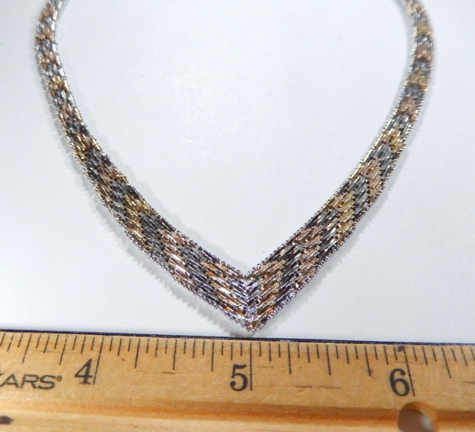 *VINTAGE* ITALY - V Shaped 16" Riccio Tri-Colored Sterling Silver ...