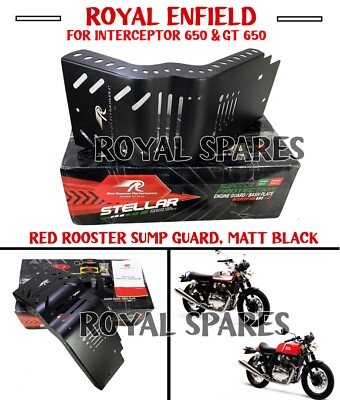 Royal Enfield "RED ROOSTER SUMP GUARD, MATT BLACK" For Interceptor 650 ...