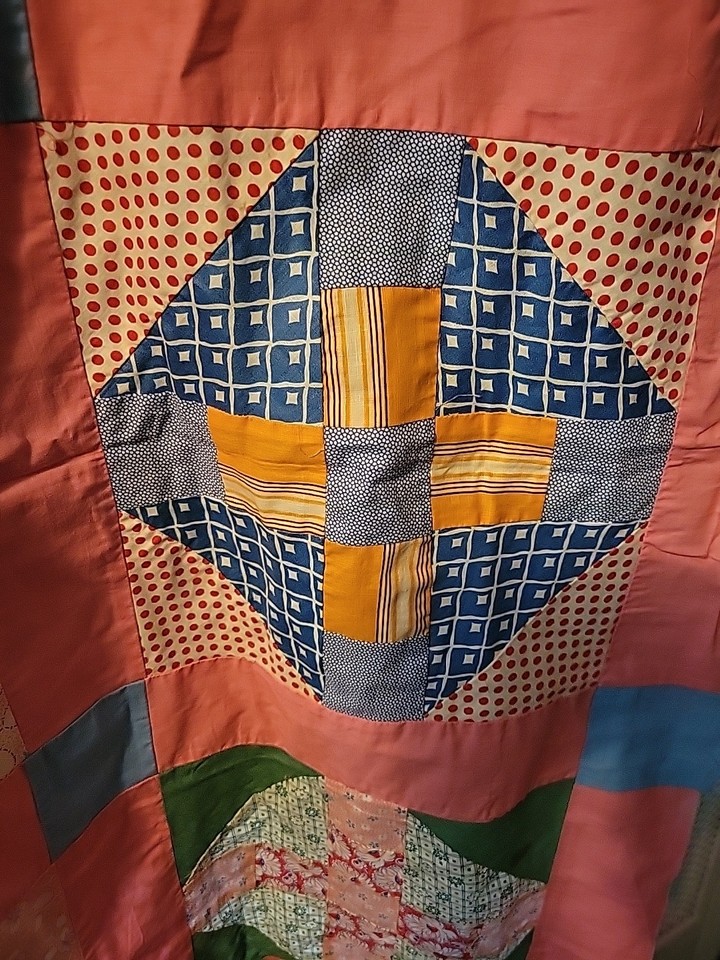 Vintage Handmade Patchwork Quilt TOP Churn Dash Feedsack Cotton 82 X 78" | eBay