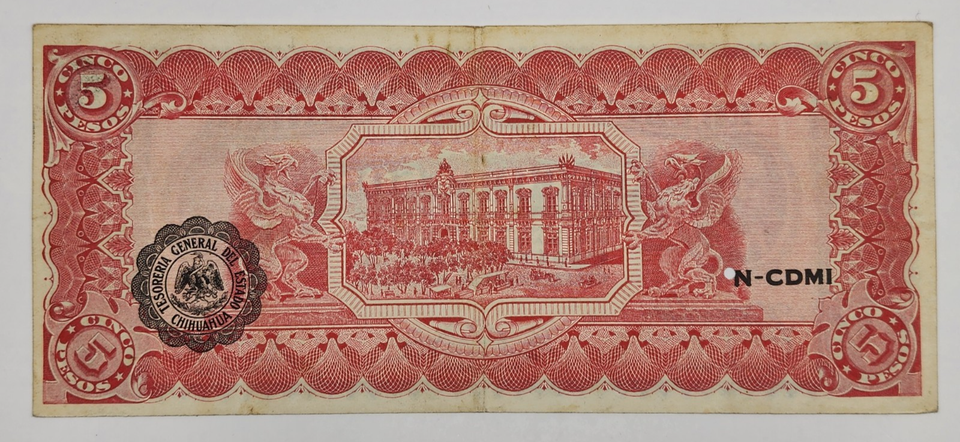 1915 Chihuahua, Mexico 5 Pesos Banknote - P#S532a; M922f; MI-CHI-52 | eBay