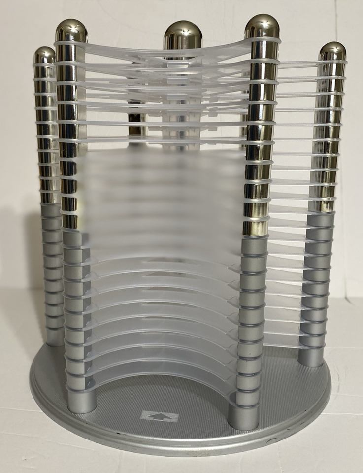 Vintage Atlantic 60 Disc CD Rotating Storage Tower Rack, Silver Frosted ...