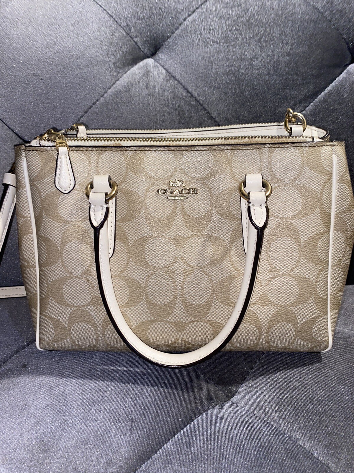 Coach Mini Surrey Carryall In Signature Canvas White … - Gem