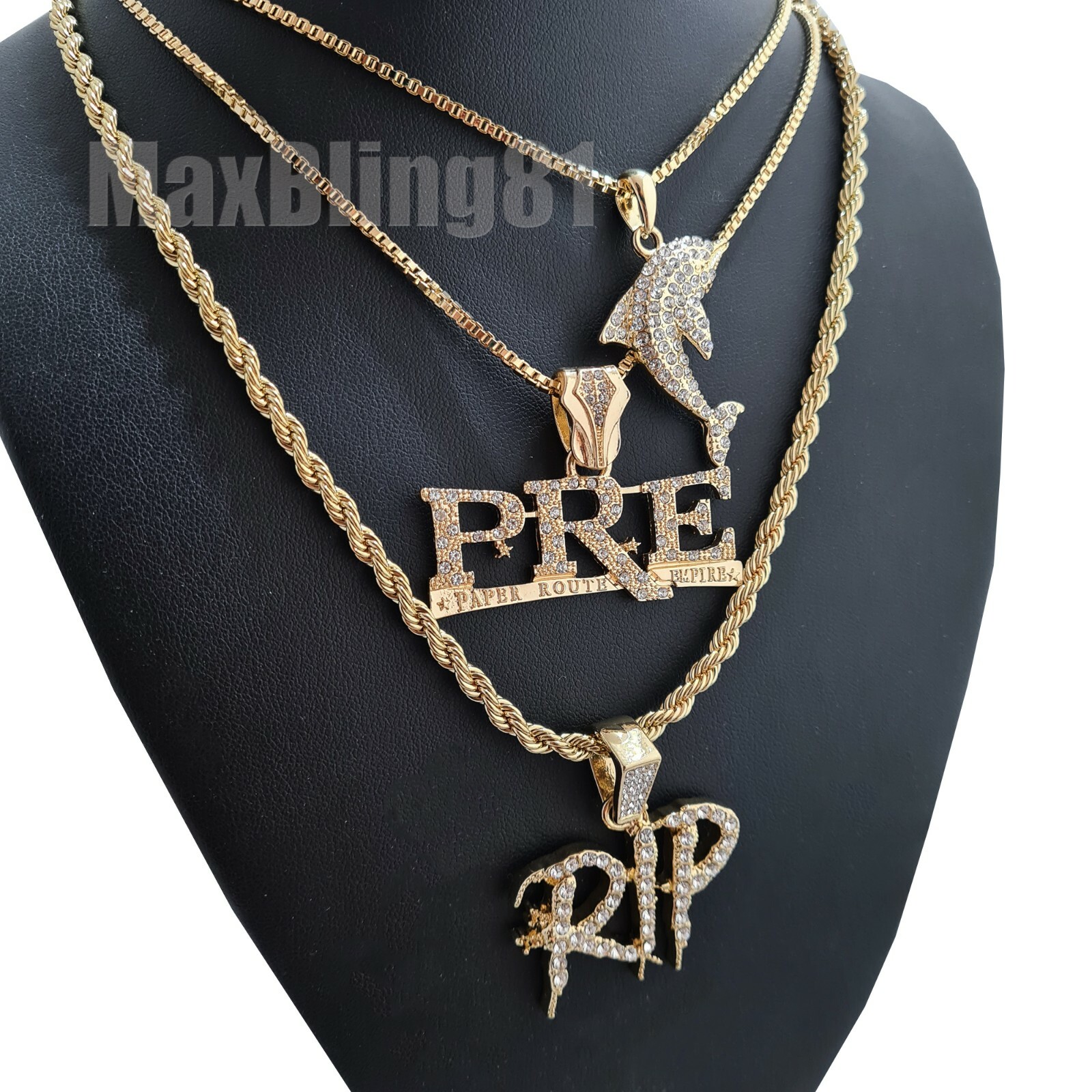 HIP HOP ICED YOUNG DOLPH PRE & DOLPHIN & RIP CUBIC ZIRCONIA BLING CHAIN ...