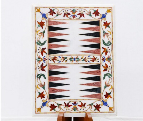 21"x16" Marble backgammon Table Top center corner Inlay Mosaic decor m7 ...