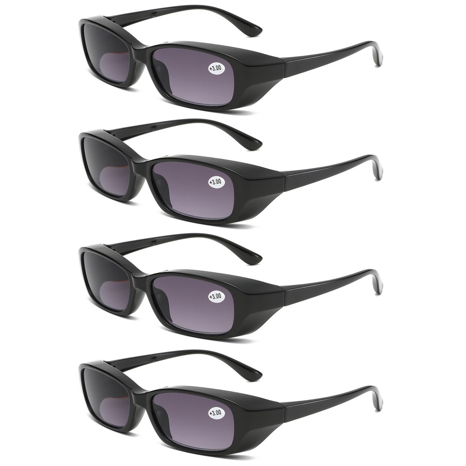 4 PK Clear Lens Mens Black Frame Reading Glasses Heavy Duty Readers for ...