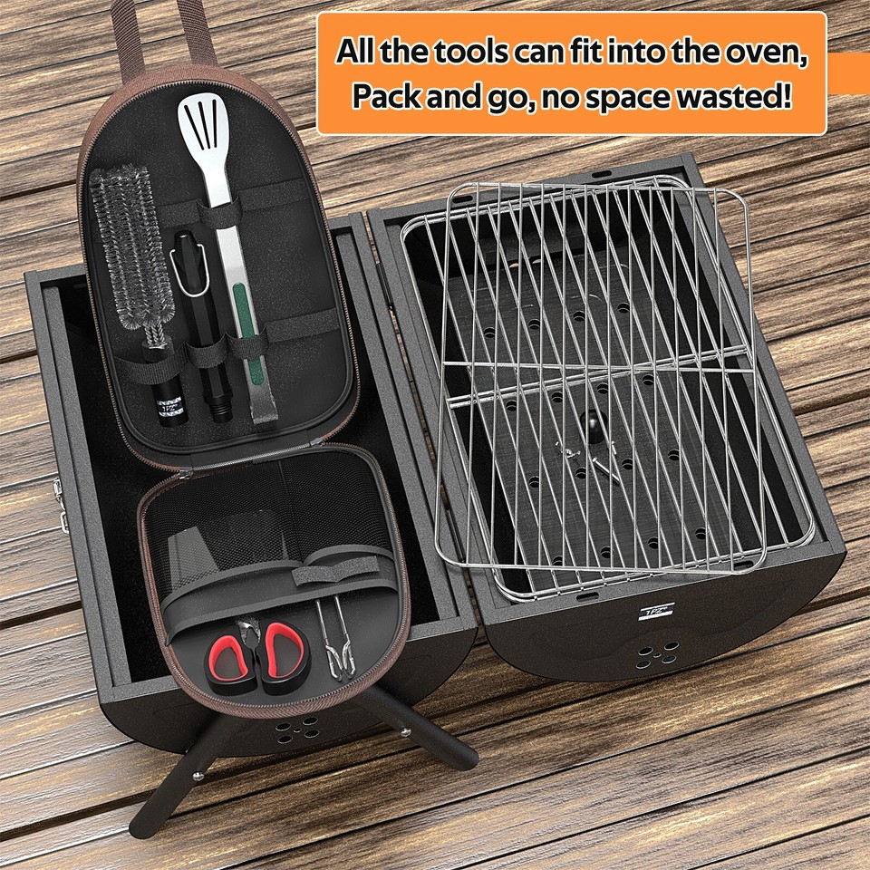 Charcoal Grill Portable Barbecue Folding BBQ Grill Small Outdoor Grill ...