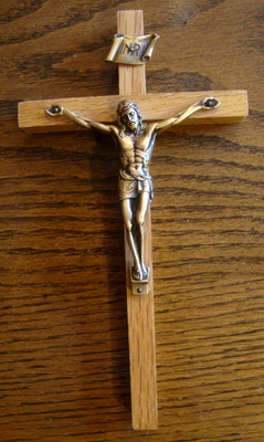 Wood & Brass Cross Crucifix Jeweled Cross Co. 8 inches. Excellent | eBay