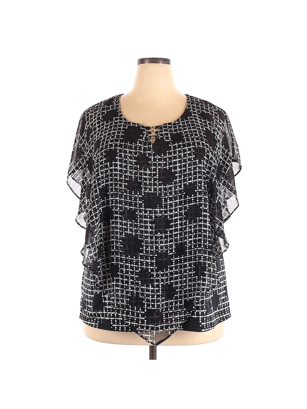 Notations Women Black Short Sleeve Blouse 2X Plus | eBay