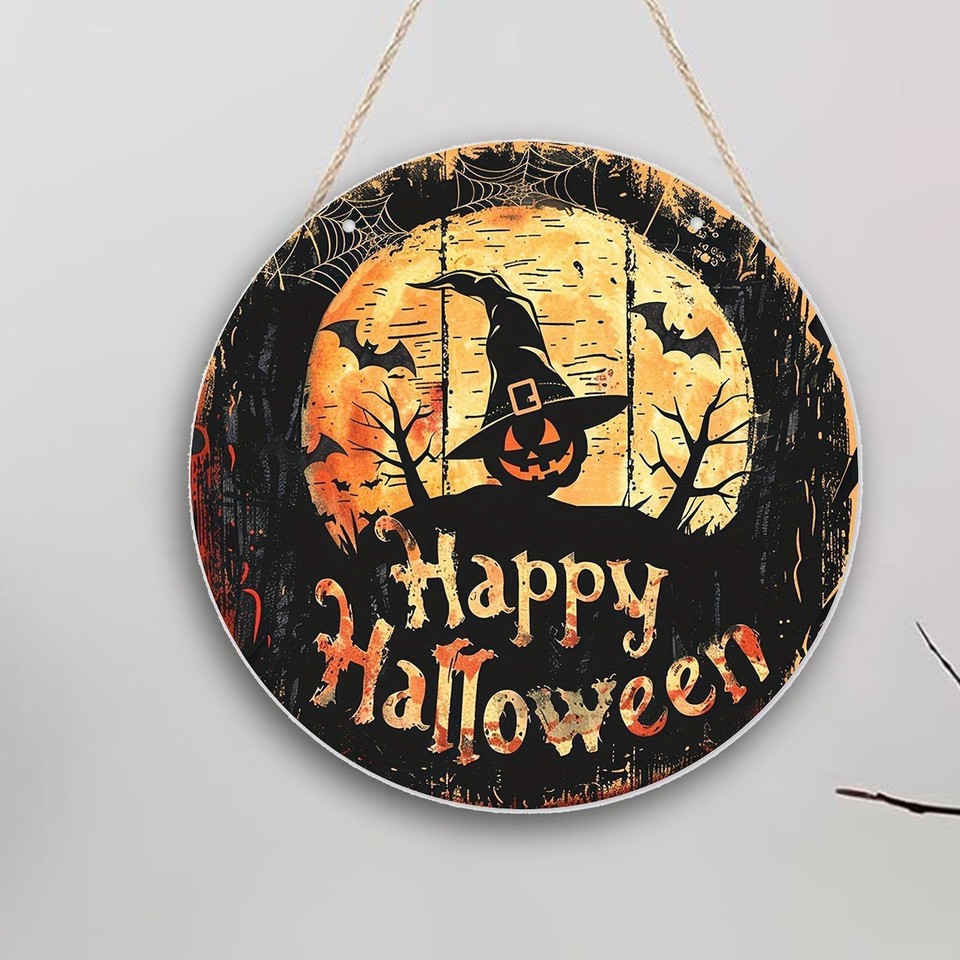 Halloween Door Sign 7.8 Inches Halloween Pumpkin Front Door Welcome ...