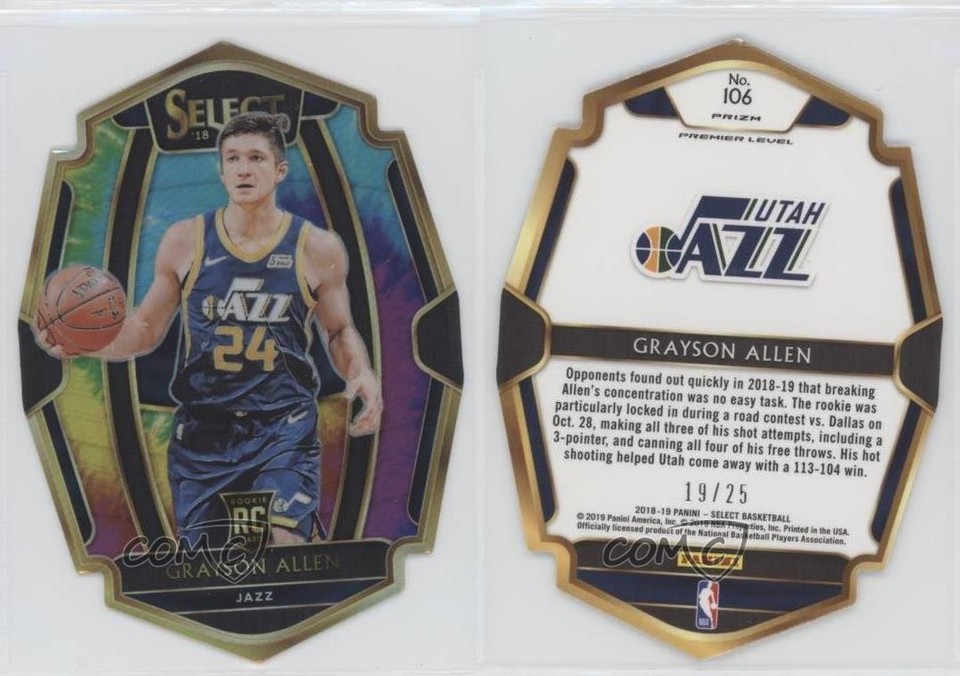 2018-19 Panini Select Premier Level Tie-Dye Prizm 19/25 Grayson Allen ...