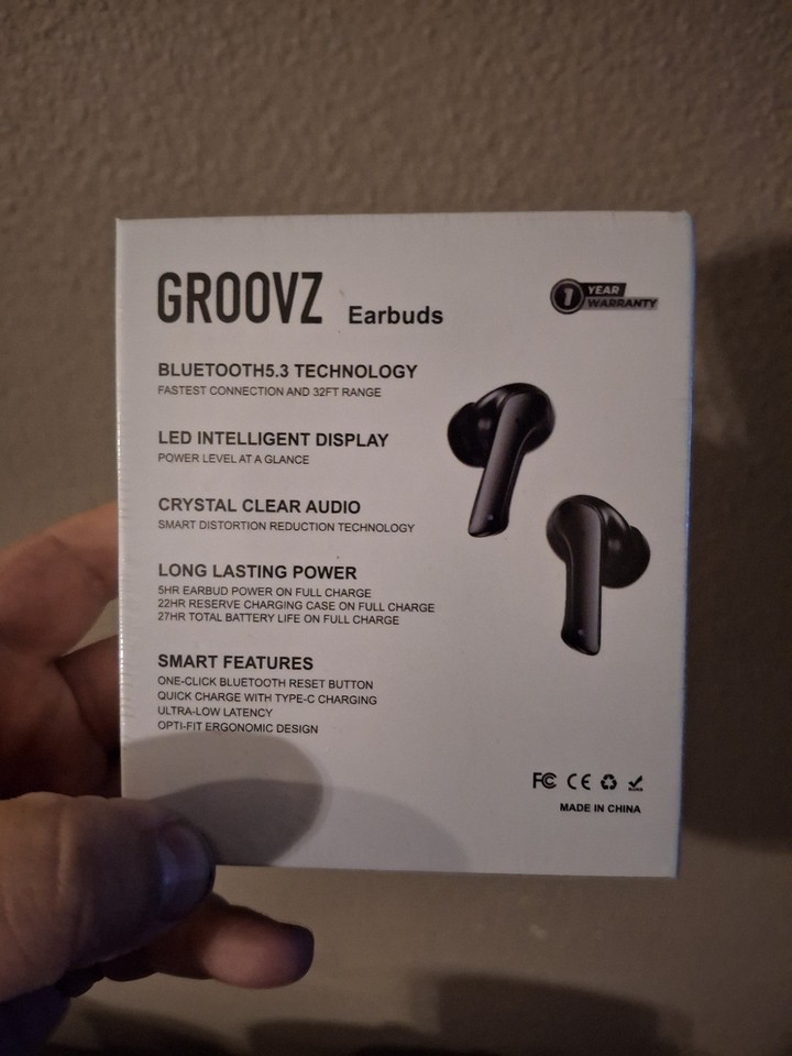 Groovz True Wireless In-Ear Earbuds with Charging Case Bluetooth Black ...