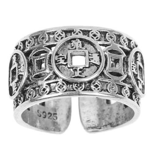 Vintage Ethnic Style Five Emperors Money Coin Rings Lucky Adjustable ...