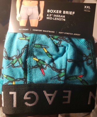 American Eagle Boxer Brief 4.5" Inseam Mid-Length Fly CHRISTMAS LIGHTS ...