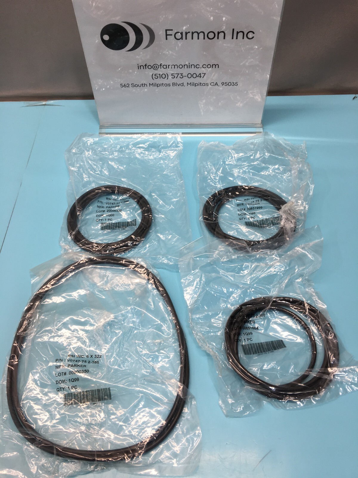 LOT OF 4 PARKER V0747-75 O-RING 2-386, 2-386V747-75, AS568-386, 150696 ...