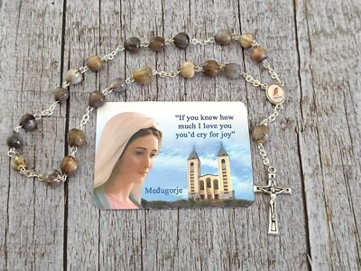 Job's Tears Seed Rosary Peace Chaplet Medjugorje 7 Pater 7 Ave 7 Gloria ...