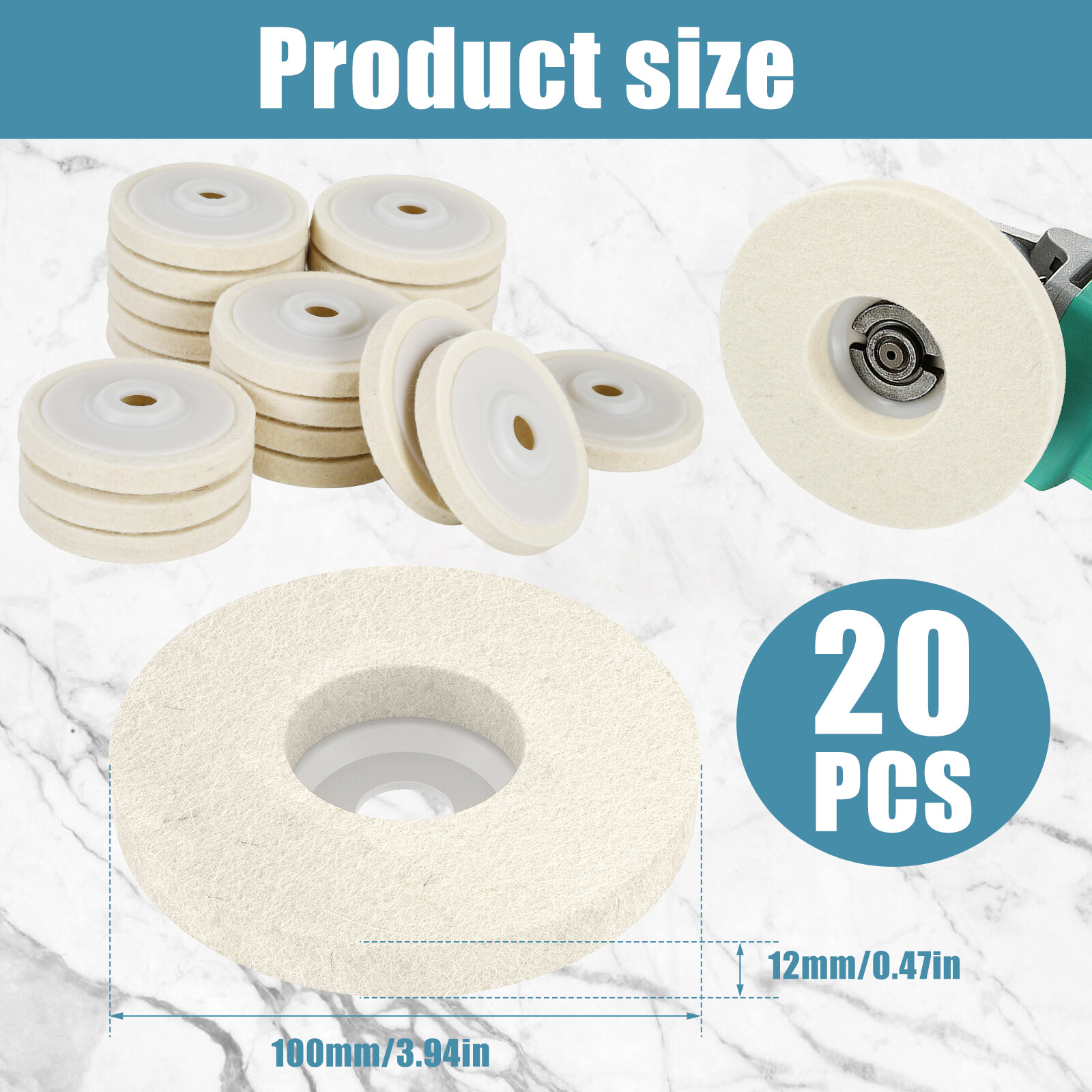 20Pcs Wool Polishing Wheel Disc 100mm Felt Polishing Wheel Buffing Pad ...