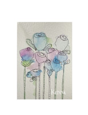 ACEO art card Editions & Originals Flowers painting By Kenna 2.5” X 3.5 ...