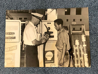 Shell Service Station Employee Picture, vintage black and white | eBay