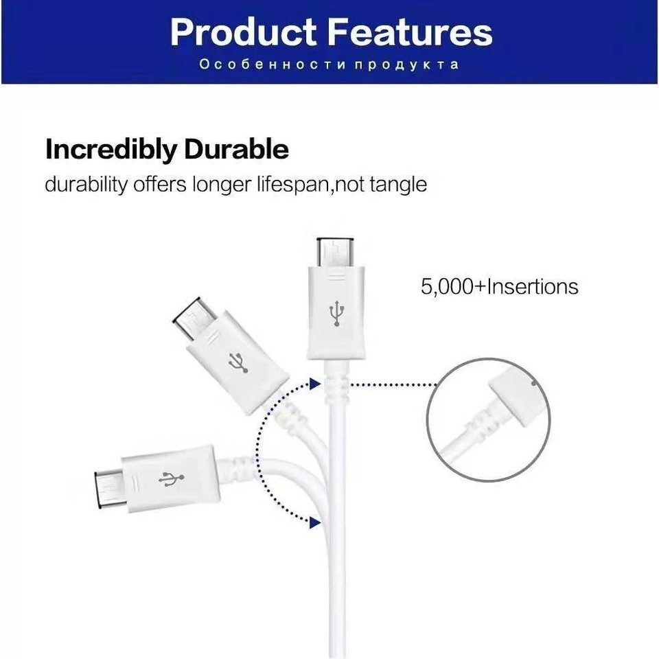 3ft Fast Type-C Charging USB Cable For Samsung Galaxy S21 S22 S23 White ...