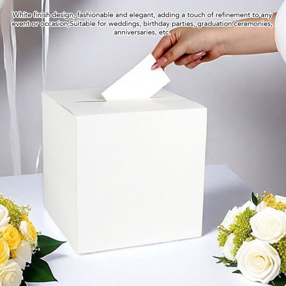 White Card Box 22x22x22.5cm Simple Elegant Card Receiving Box With 10 ...