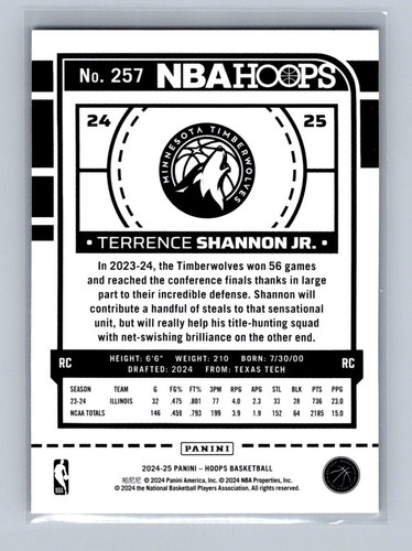 2024-25 Hoops #257 Terrence Shannon Jr. Minnesota Timberwolves | eBay