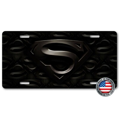 Superman Symbol Inspired Art BLACK Flat Aluminum Novelty Auto License ...