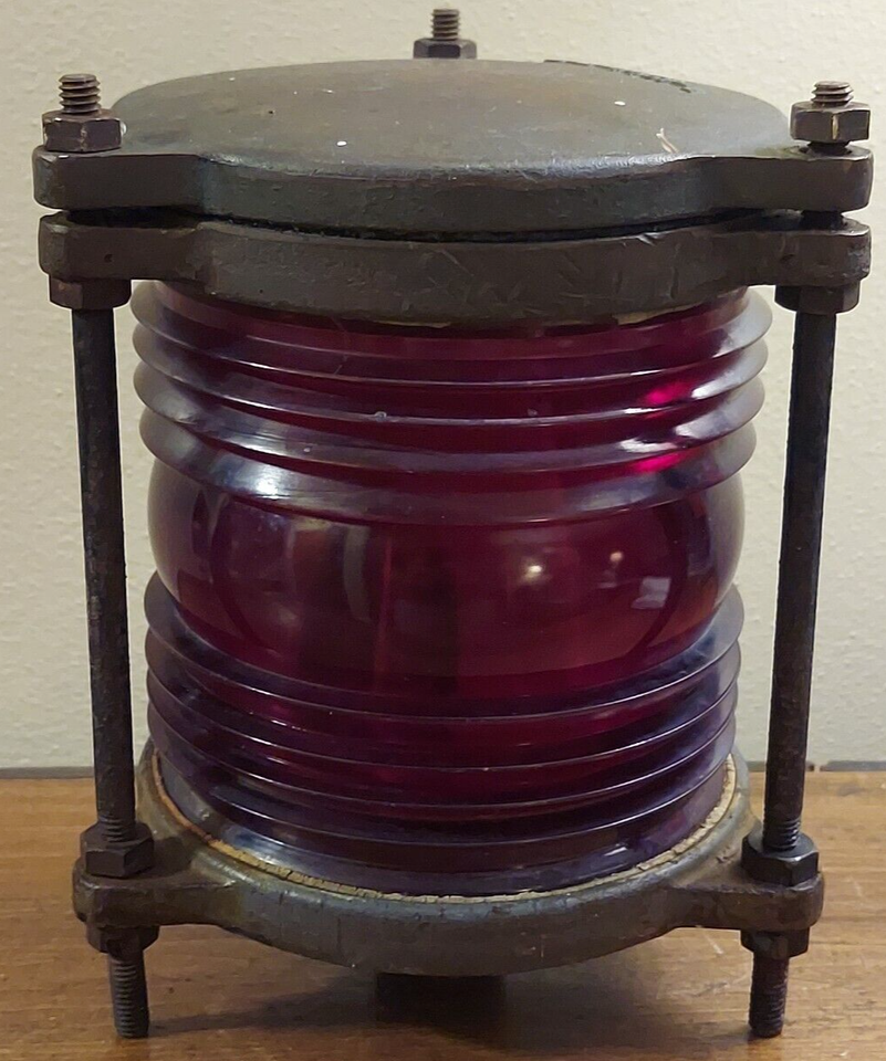 Vtg Bronze Nautical Salvage Channel Marker Lantern Maritime Red Signal ...