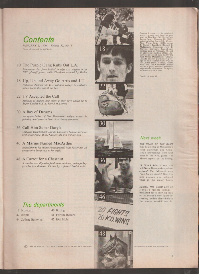 Sports Illustrated January 5, 1970 Vikings Rams Browns Cowboys Playoffs ...