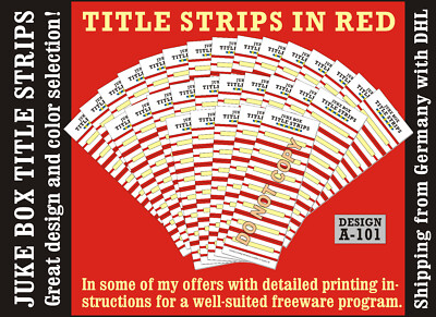 500 Jukebox Title Strips in RED, incl. Print.-Template & free shipping ...