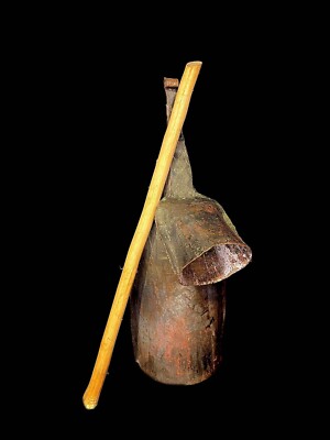 Gankogui Double Bell with Stick - Iron Cow Bell from Ghana - Medium ...